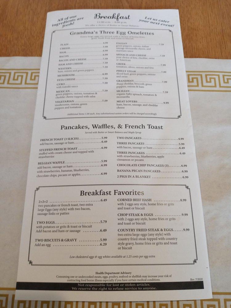 Menu at Grandma Sally's Restaurant, New Port Richey