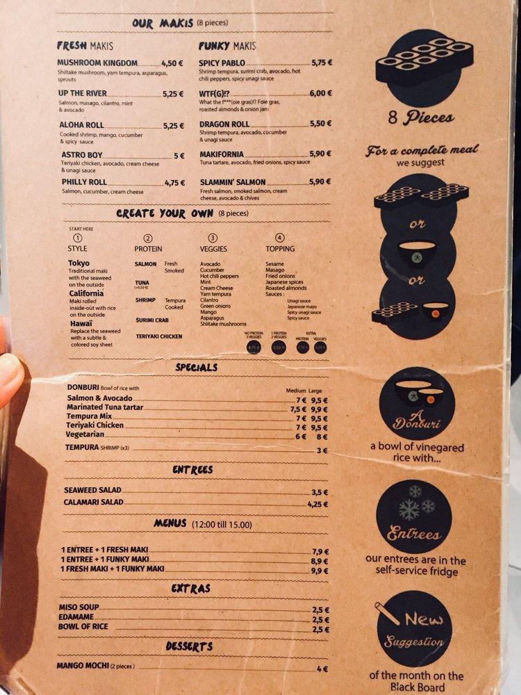 Menu at Makisu, Ixelles, Rue du Bailli 5