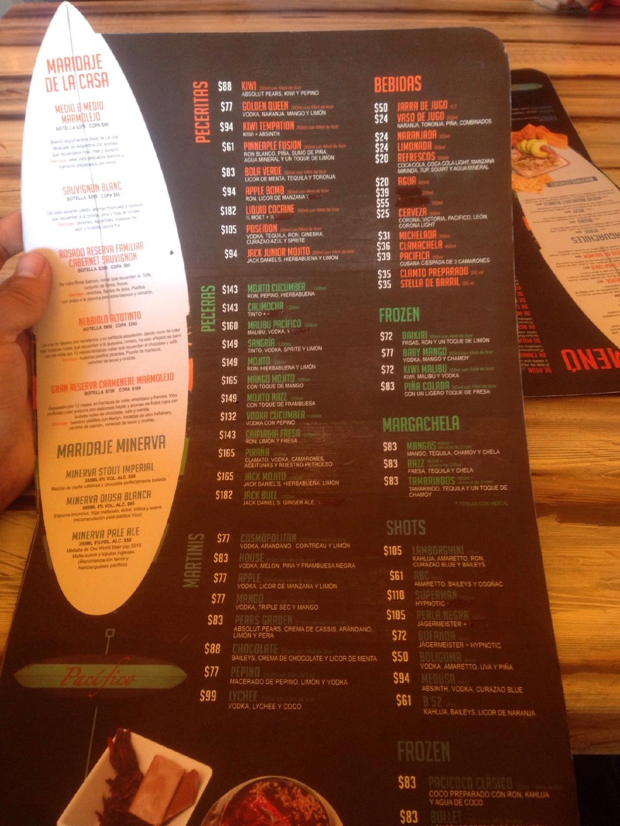 Menu at Pacifico Izcalli restaurant, Cuautitlán Izcalli