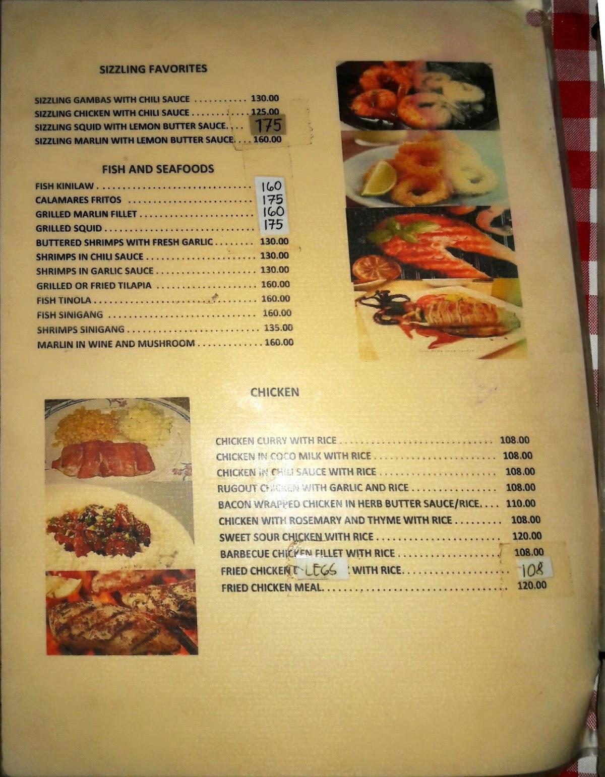 Menu at Aquatica Beach Resort, Panglao