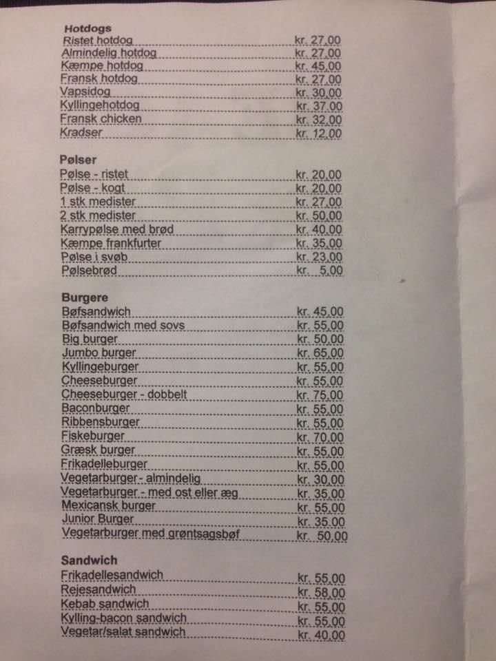 Menu at Beach Pit restaurant, Aabenraa