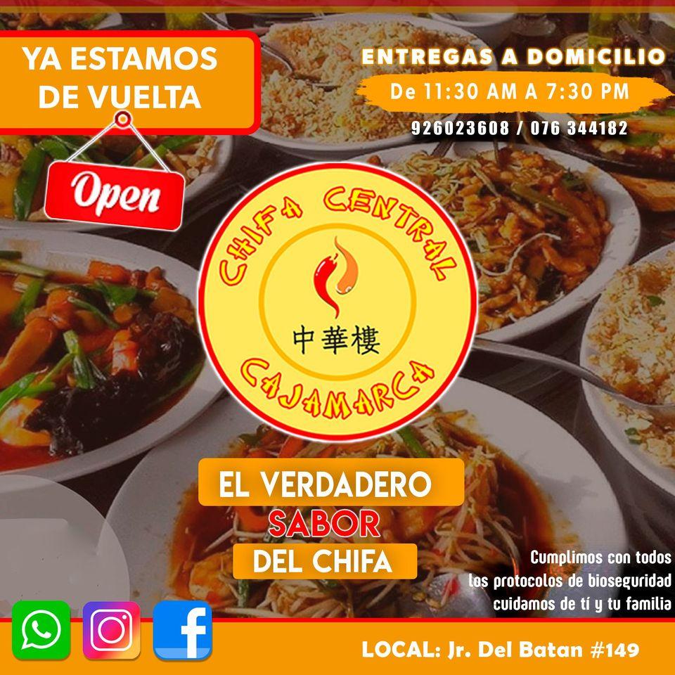 Menu at Chifa Central Cajamaca restaurant, Cajamarca
