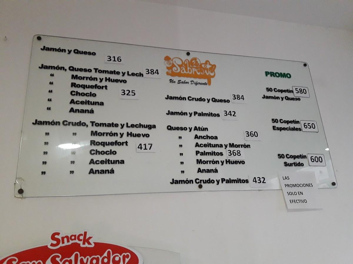Menu at El Sabrosito Sandwiches, Río Cuarto