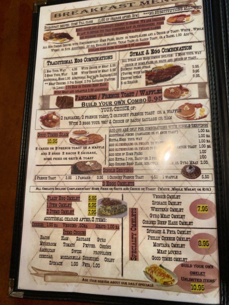 Menu at Good Times Diner restaurant, Englewood