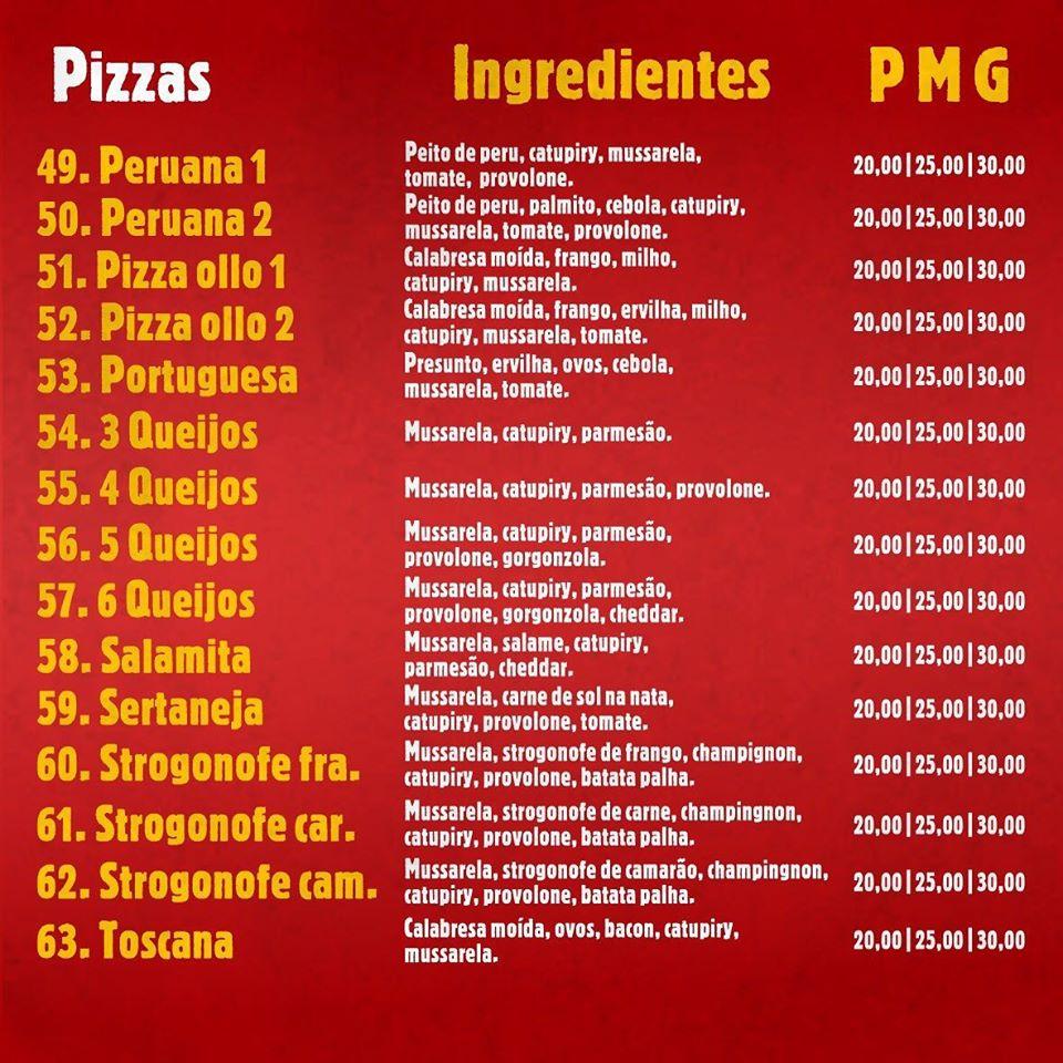 Menu at La Pizza restaurant, Sousa