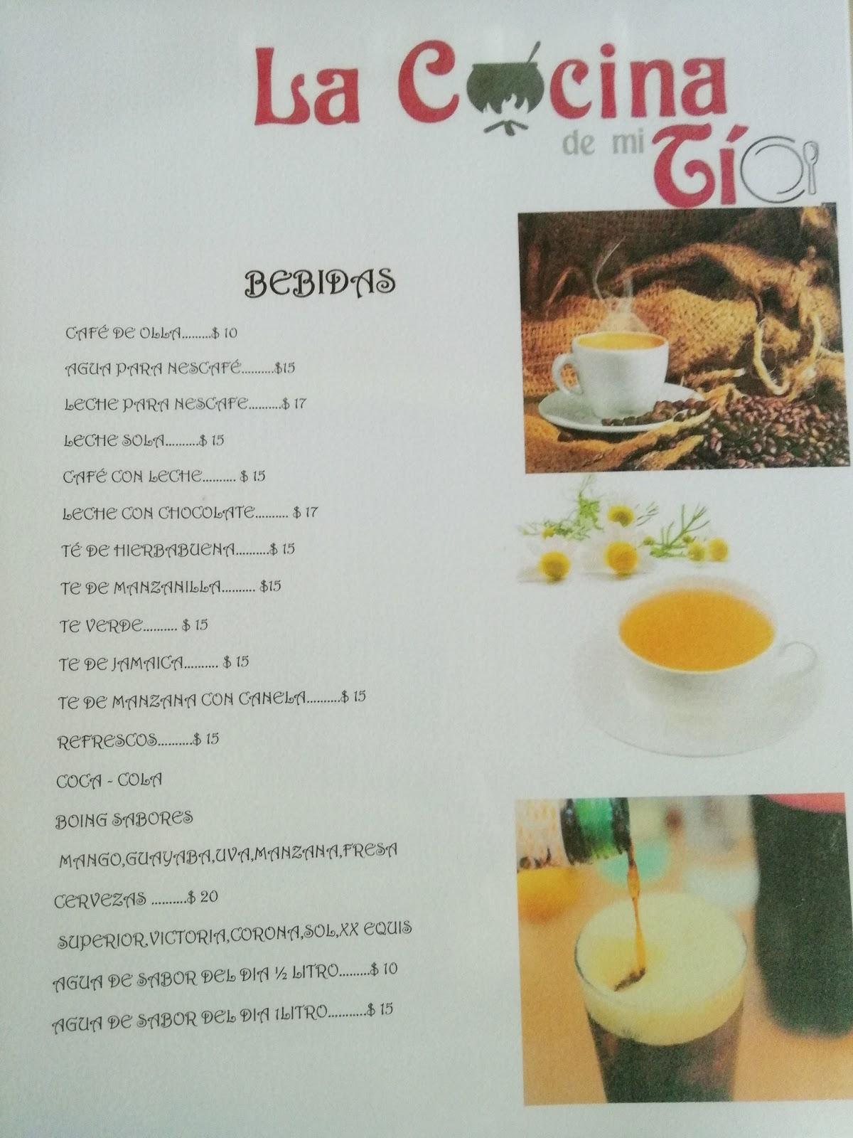 Menu at La cocina de mi tía. restaurant, Mexico