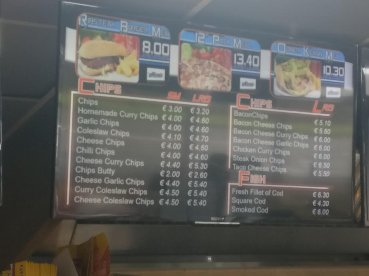 Menu at Norios restaurant, Roscommon