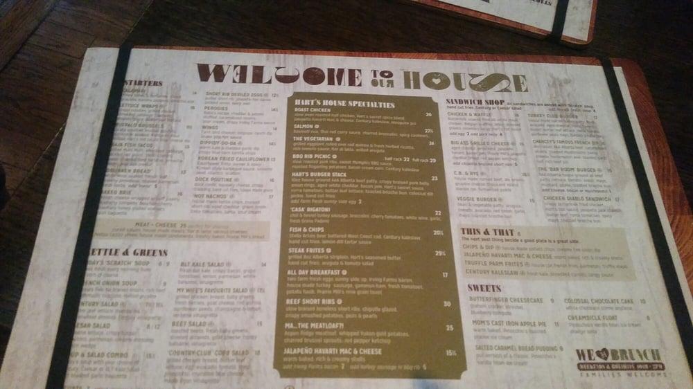 Menu at Hart's Table & Bar, Edmonton