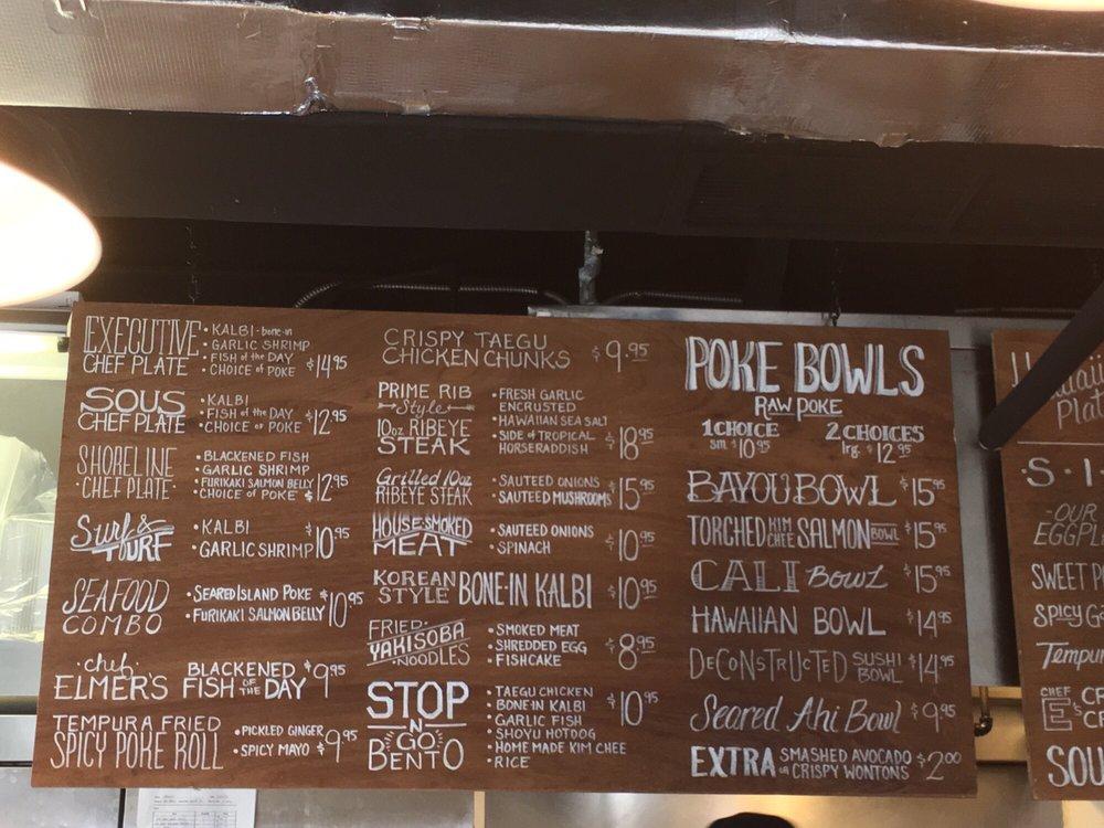 Menu at Poke Stop restaurant, Waipahu