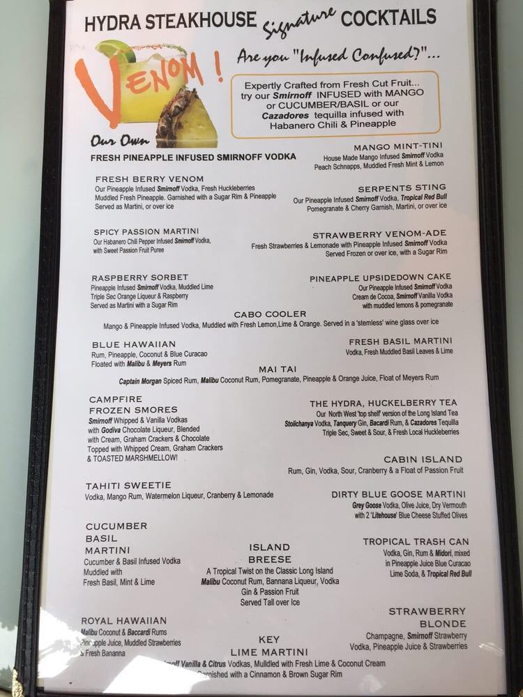 Menu at The Hydra Steakhouse, Sandpoint