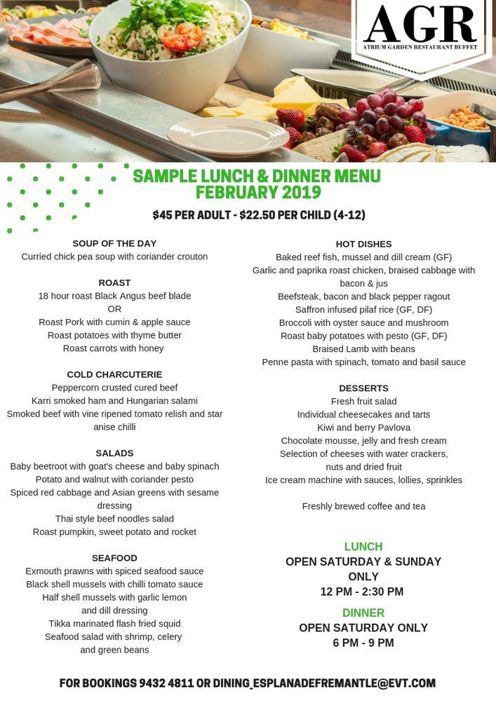 Menu at Atrium Garden Restaurant, Fremantle