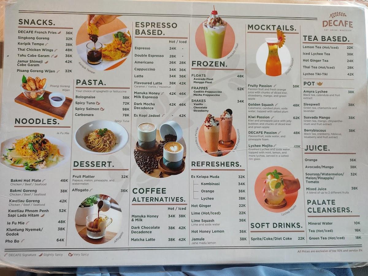 Menu at DECAFE Resto, Pastry & Bakery Balikpapan, Balikpapan