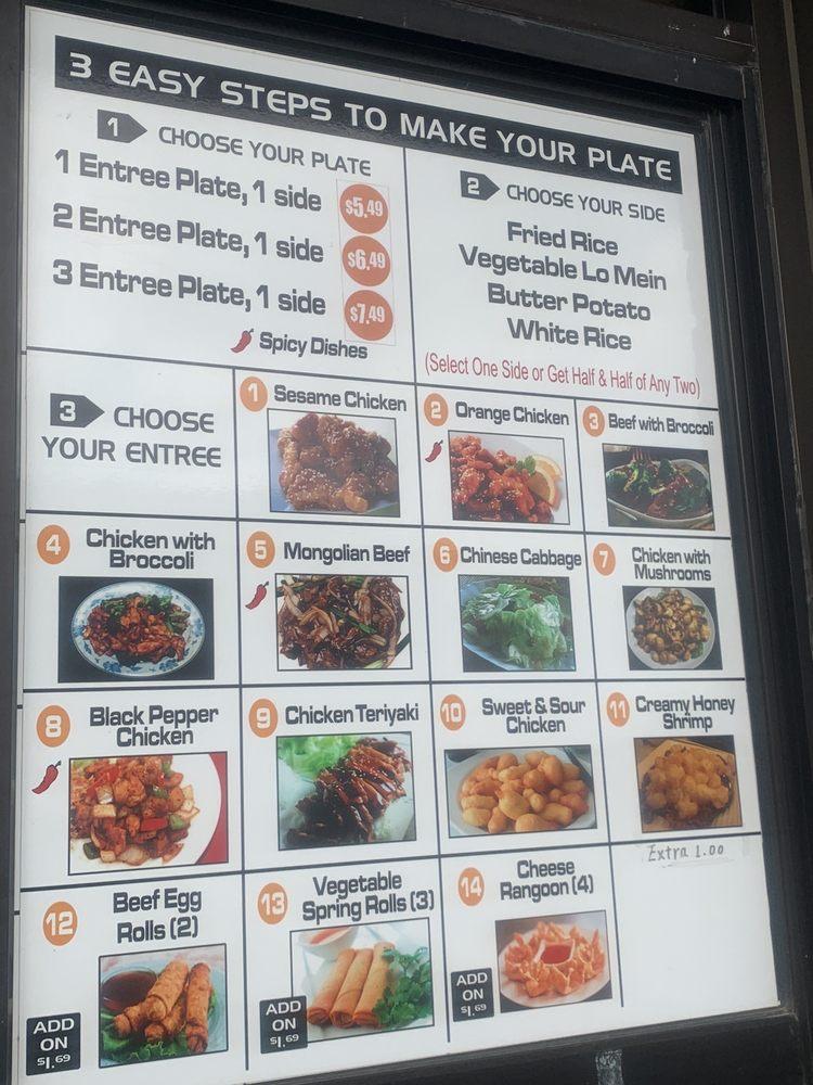Menu at Jin's Express restaurant, Mineral Wells