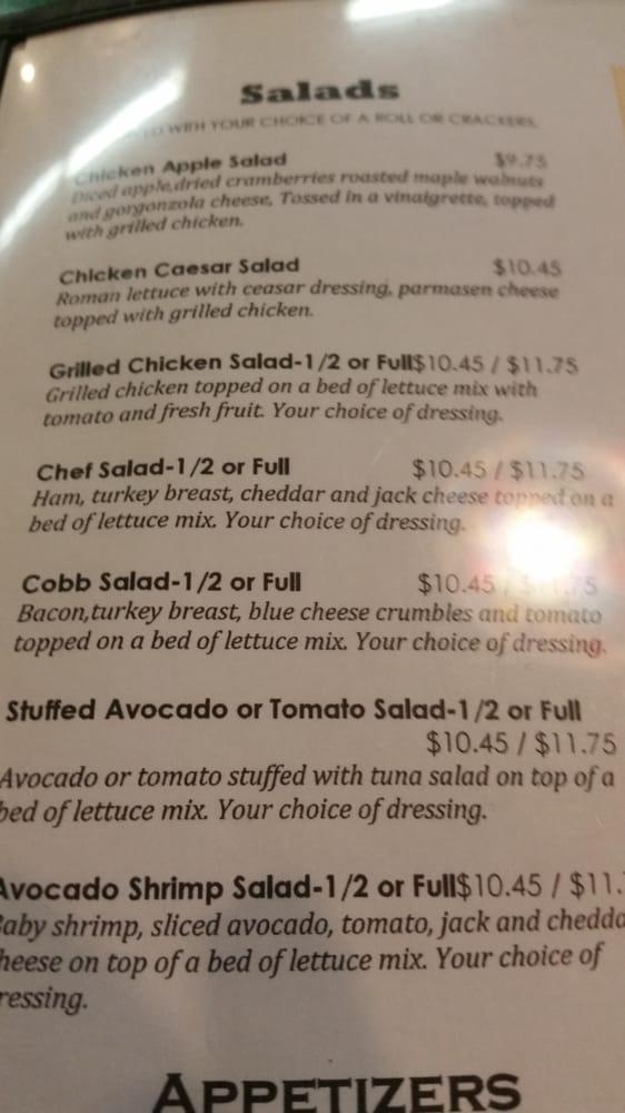 Menu at Lawrence's restaurant, King City
