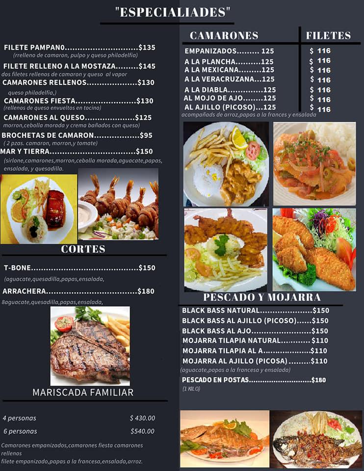 Menu at Mariscos El Pámpano restaurant, Camargo