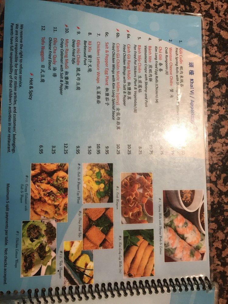 Menu at Phở Kim Long Restaurant, Las Vegas, W Spring Mountain Rd
