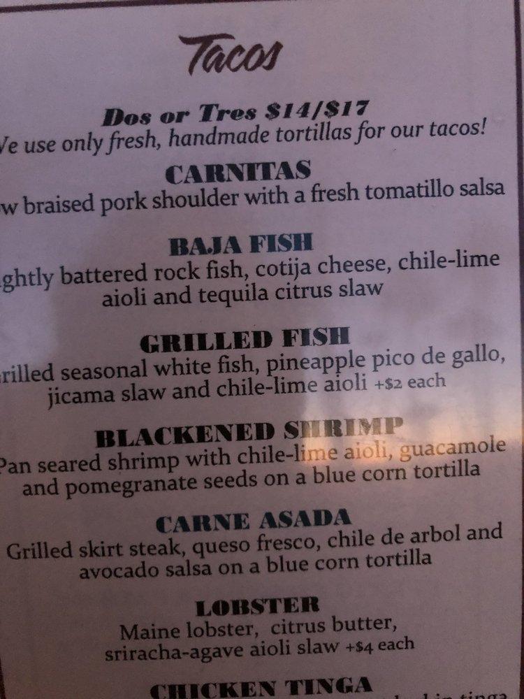 Menu at Ola Mexican Kitchen restaurant, Long Beach