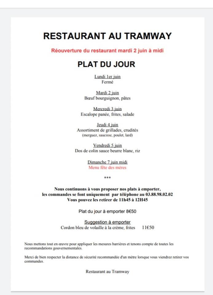 Menu at Restaurant au Tramway, Erstein