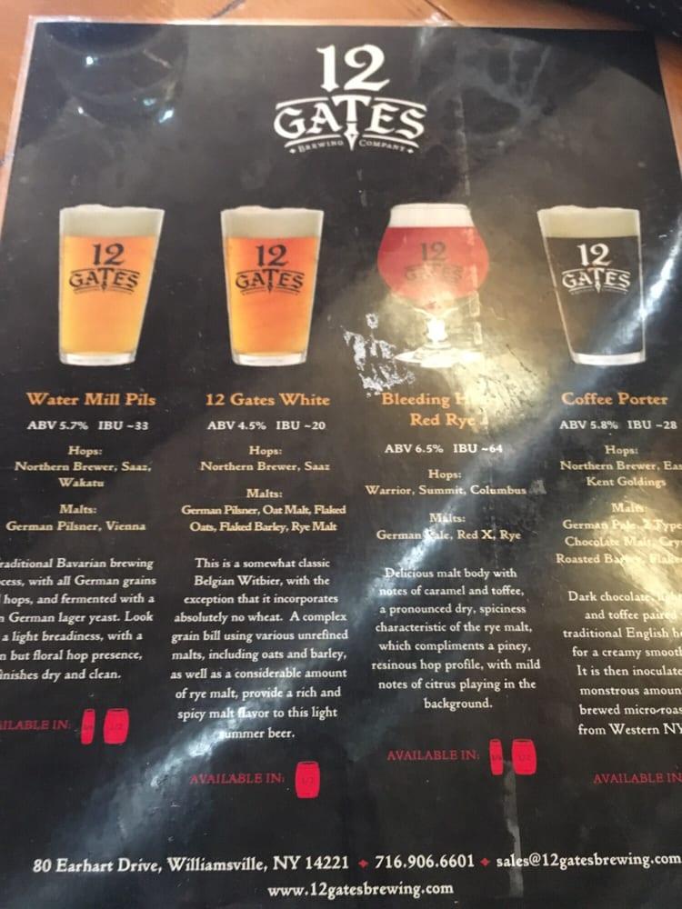 Menu at 12 Gates Brewing Company restaurant, Williamsville