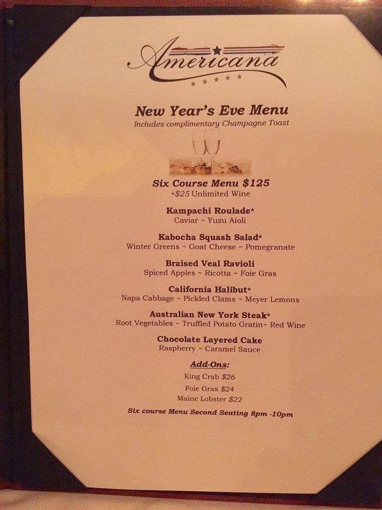 Menu at Americana Restaurant, Las Vegas
