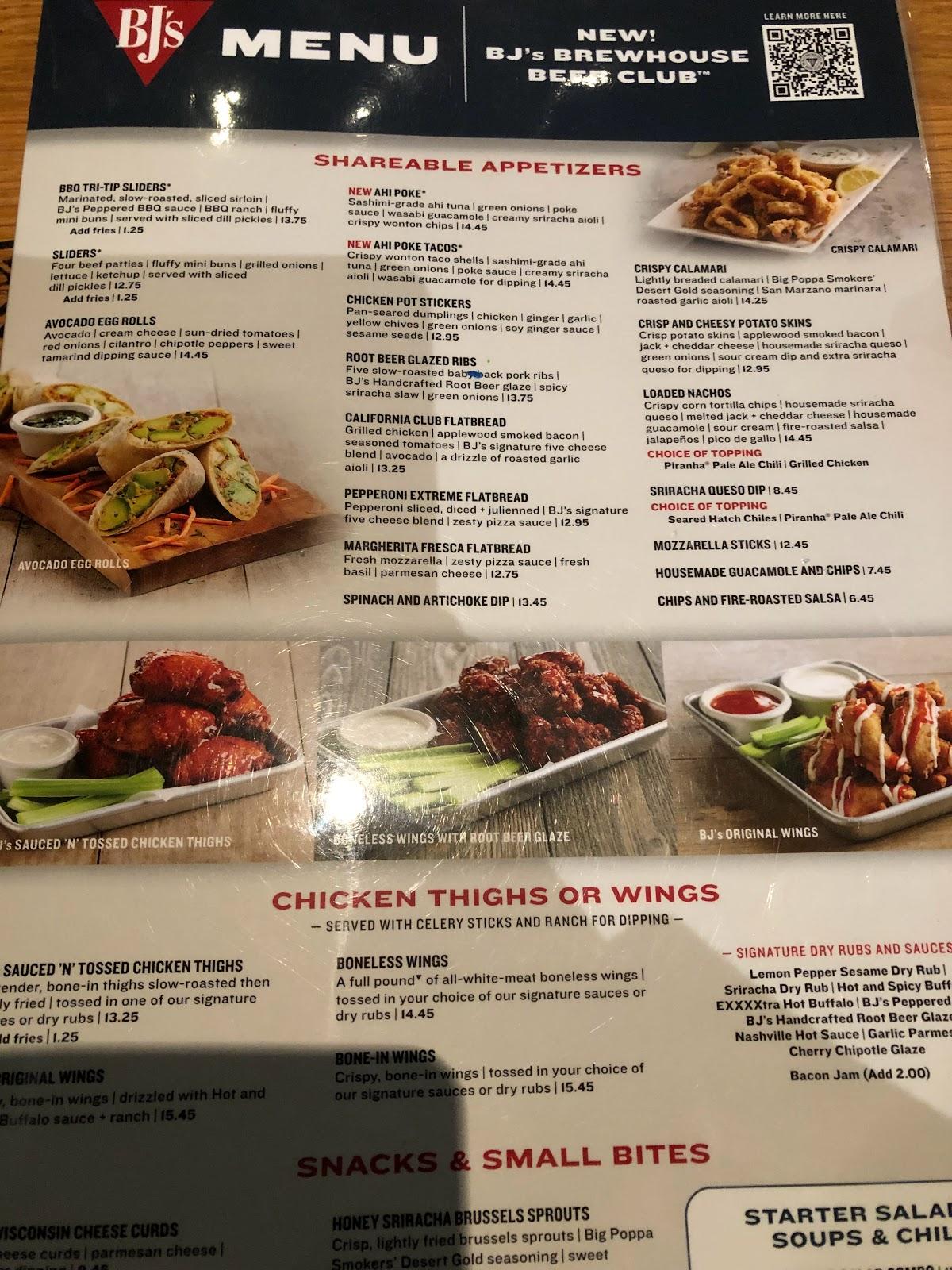 Menu at BJ's Restaurant & Brewhouse, Roseville, Roseville Pkwy