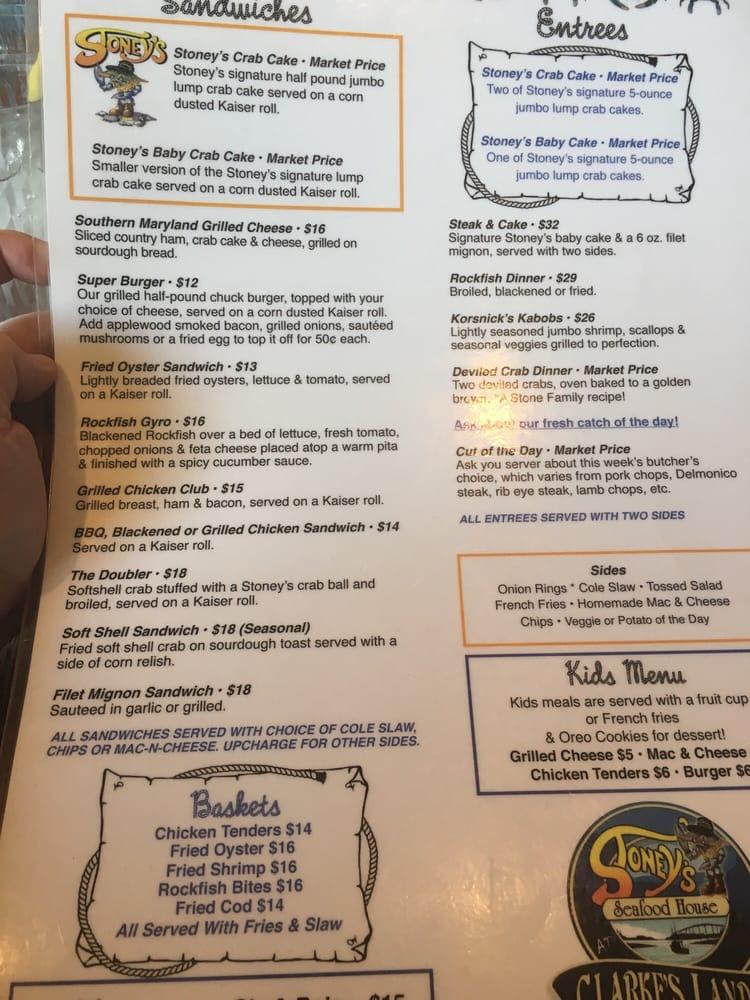 Menu at Clarke's Landing Restaurant, Hollywood