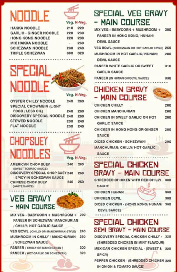Menu at Discovery Restaurant Lokhandwala, Mumbai