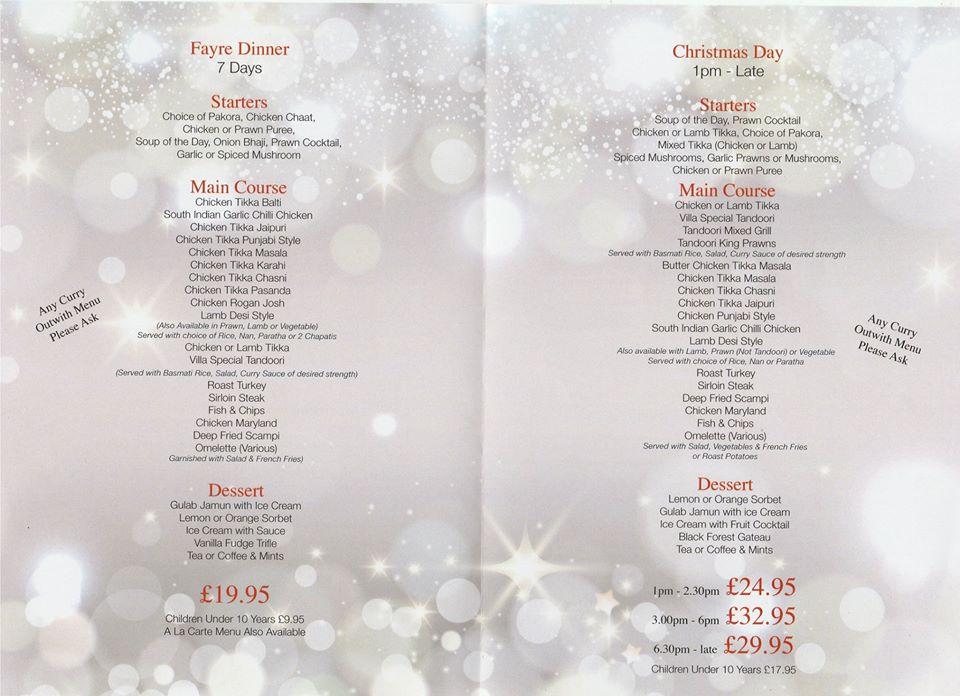 Menu at Indian Villa Restaurant, Motherwell