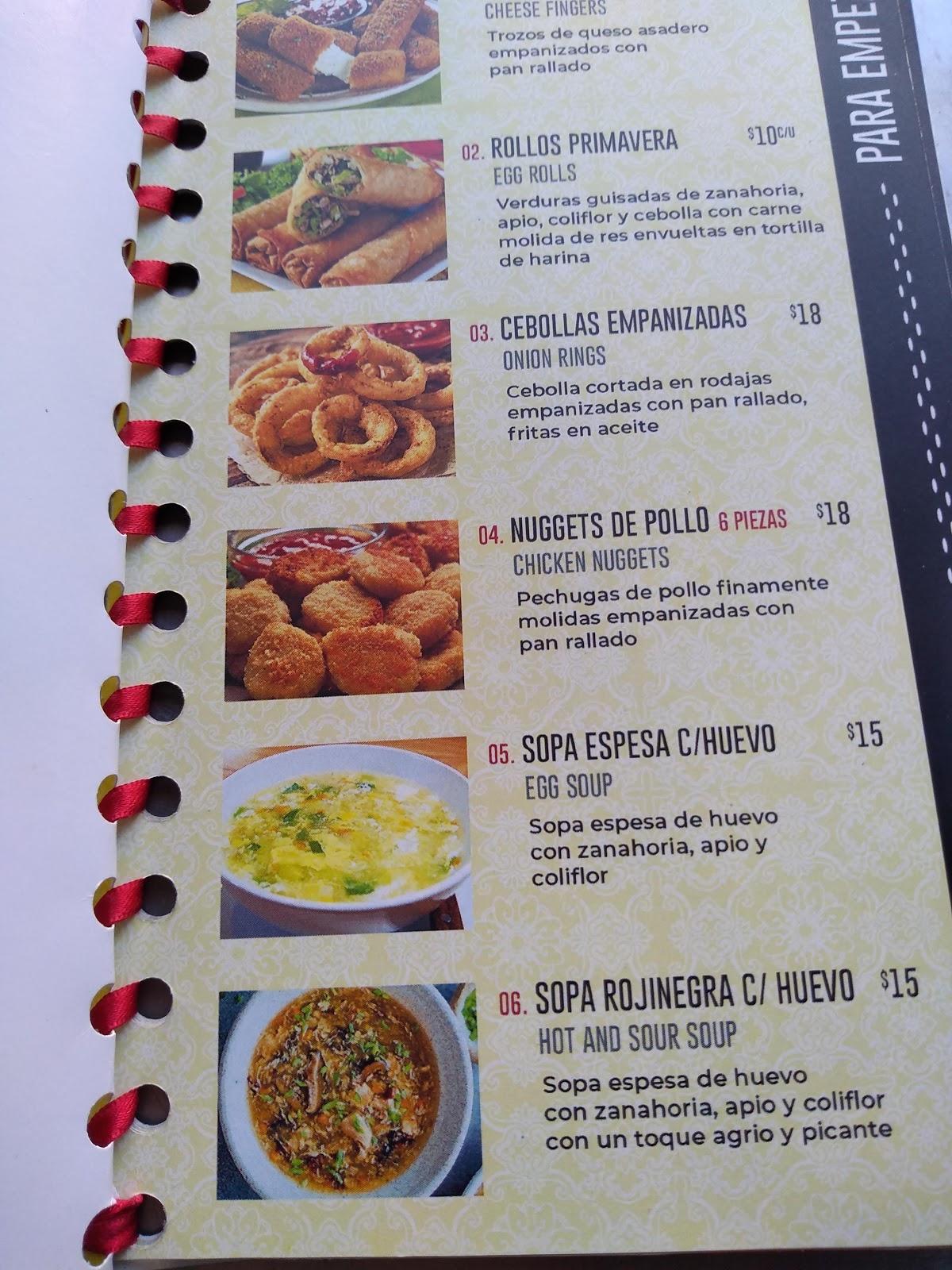 Carta del restaurante La Casa del Pekín, Jamay
