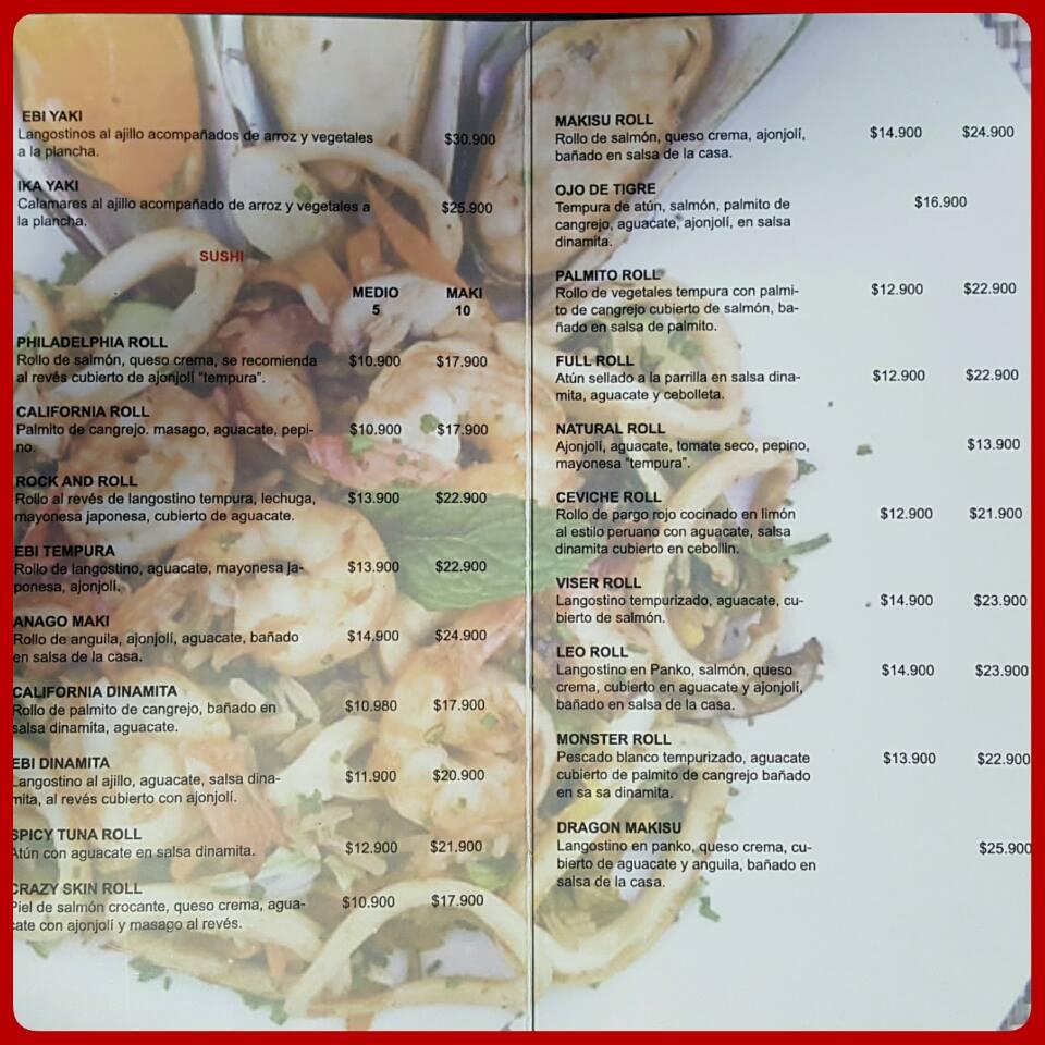 Menu at Makisu restaurante, Bogotá, Cl 112 ##15-7