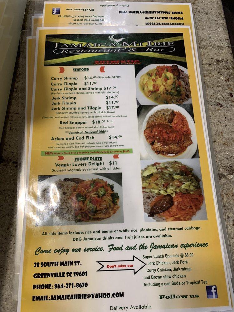 Menu at Mi Irie restaurant, Greenville, Woodruff Rd Suite R
