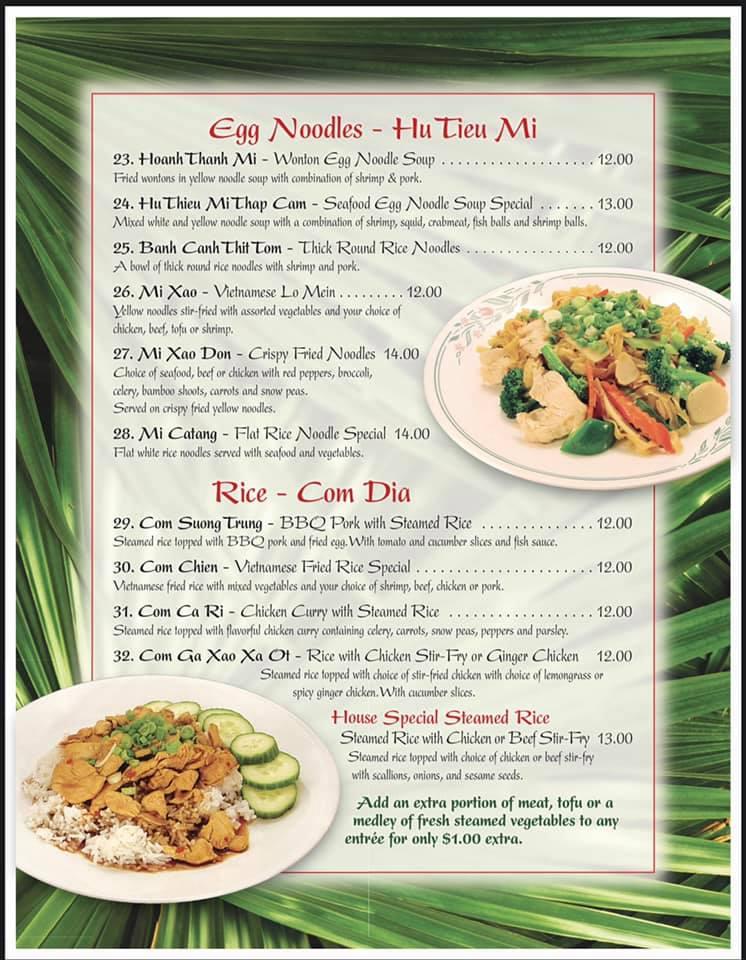 Menu at Que Huong Restaurant, Biddeford