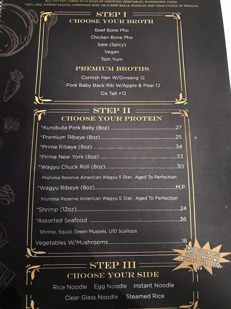 Menu at The Golden Pot restaurant, Las Vegas