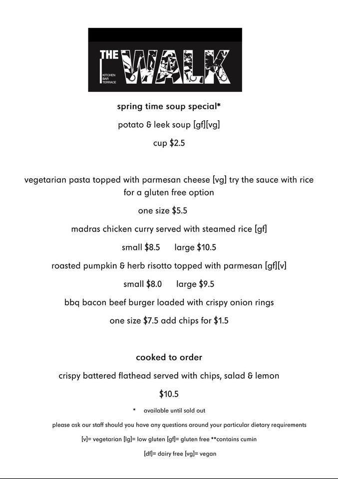 Menu at The Walk Cafe, Newnham