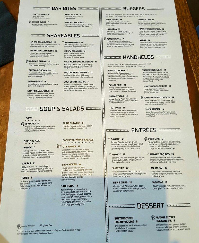 Menu at City Works - King of Prussia pub & bar, King of Prussia