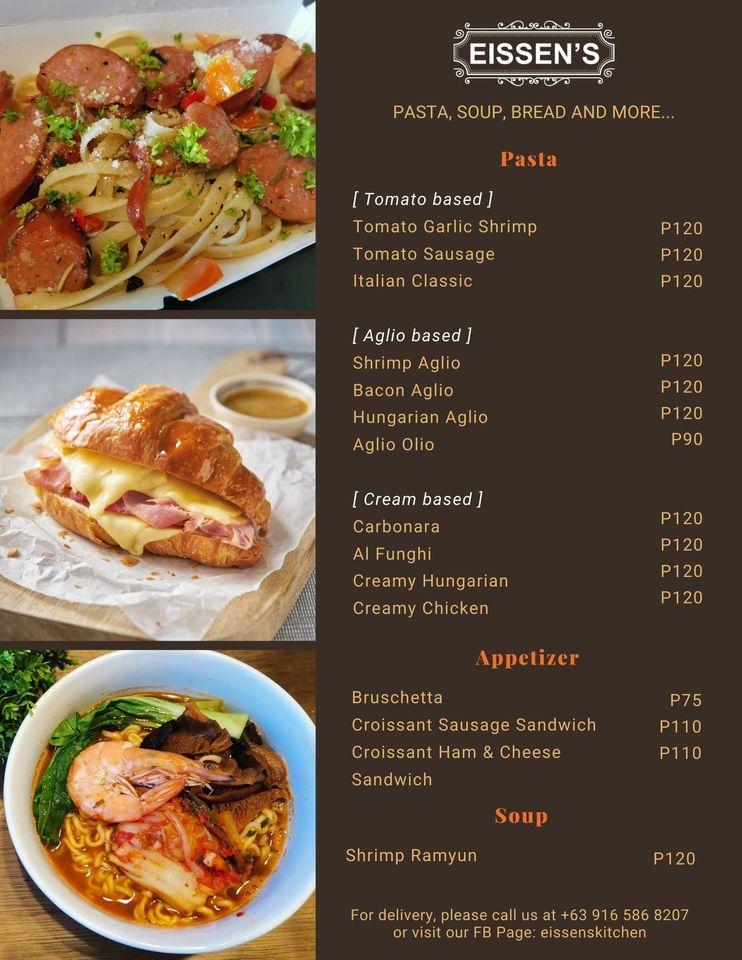 Menu at Eissen's Kitchen restaurant, Makati
