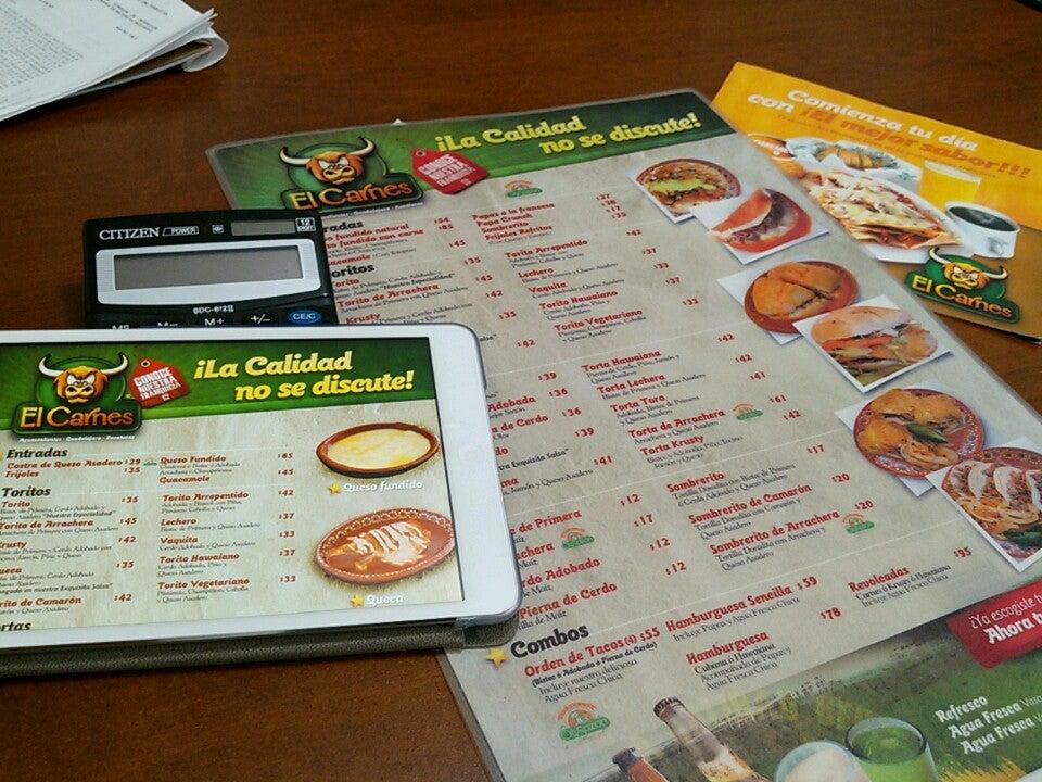 Menu at El Carnes restaurant, Aguascalientes, Blvd Luis Donaldo Colosio