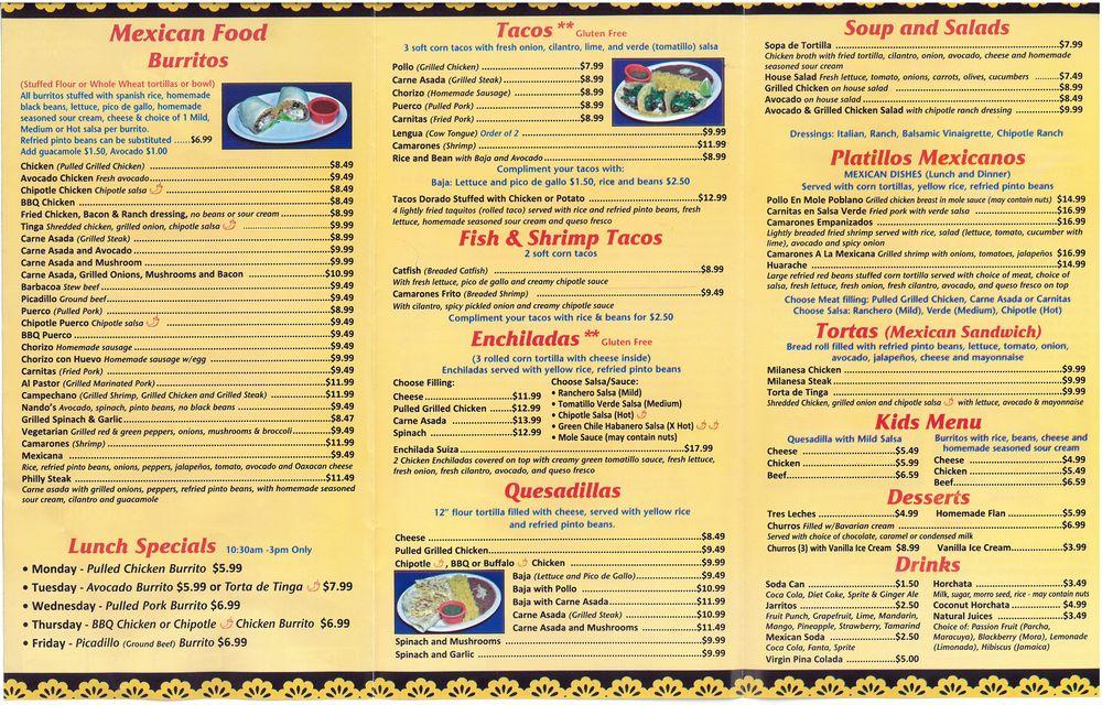 Menu at El Comalito (Easthampton) restaurant, Easthampton
