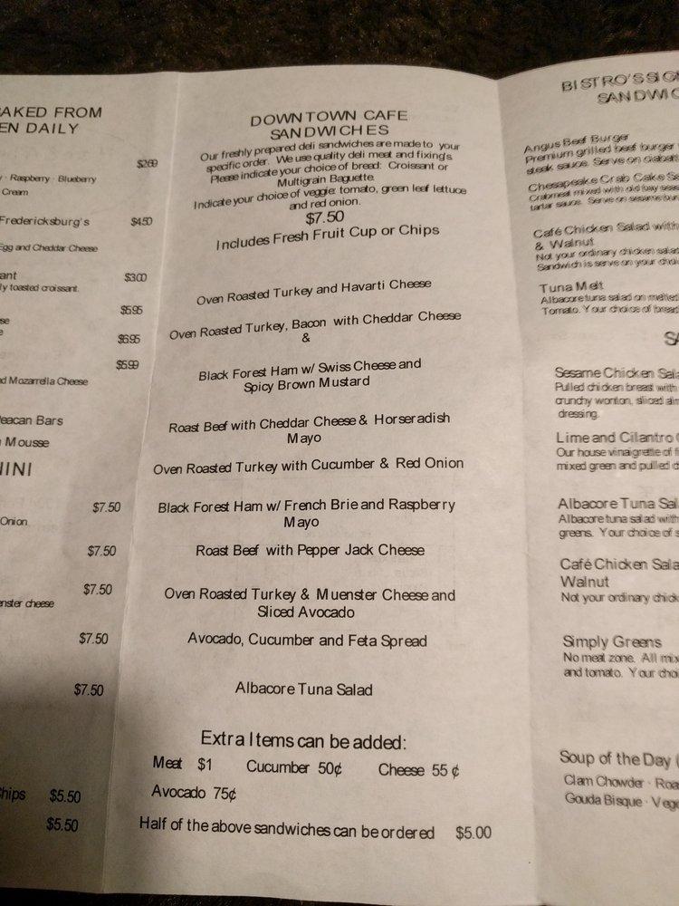 Menu at Here and Abroad desserts, Fredericksburg