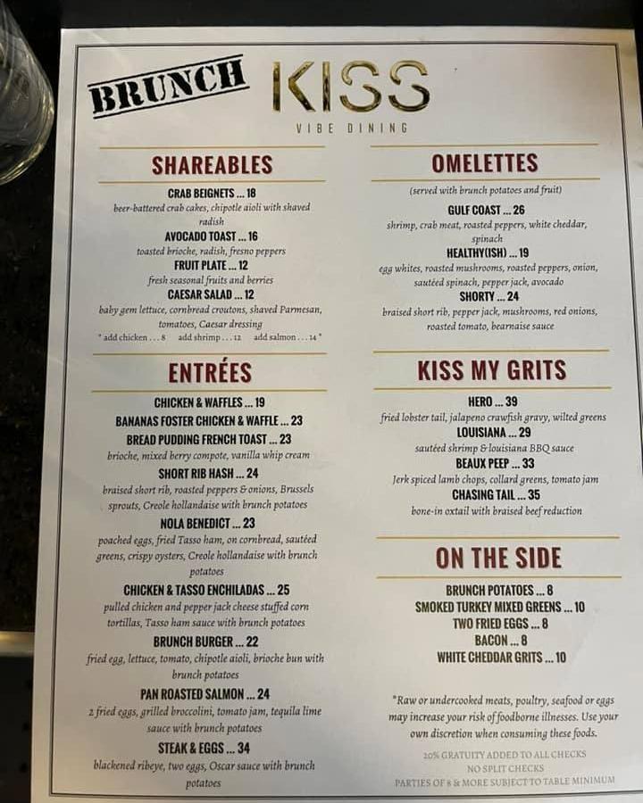 Menu at Kiss desserts, Houston
