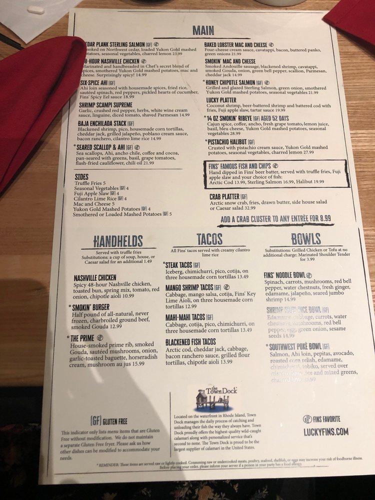 Menu at Lucky Fins Greeley restaurant, Greeley