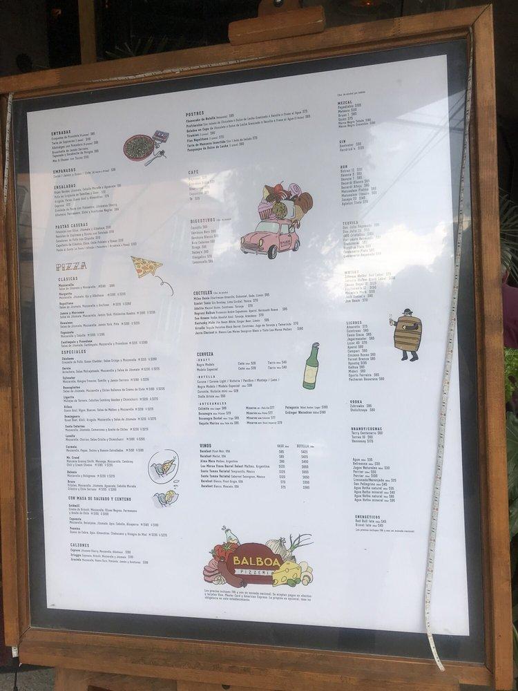 Carta de Balboa Pizzería Cuauhtémoc, Ciudad de México, 94