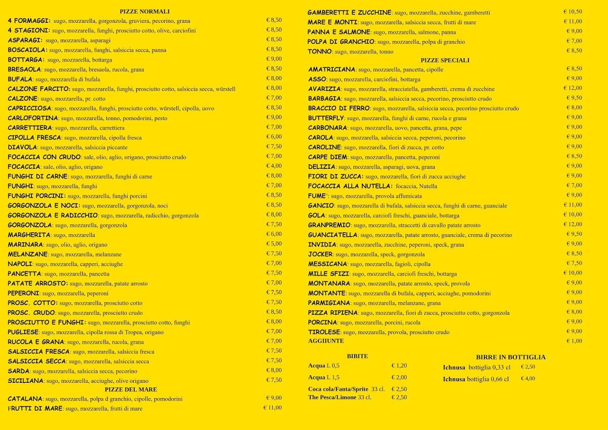 Menu at Caroline - Ristorante Pizzeria Bisteccheria, Cagliari