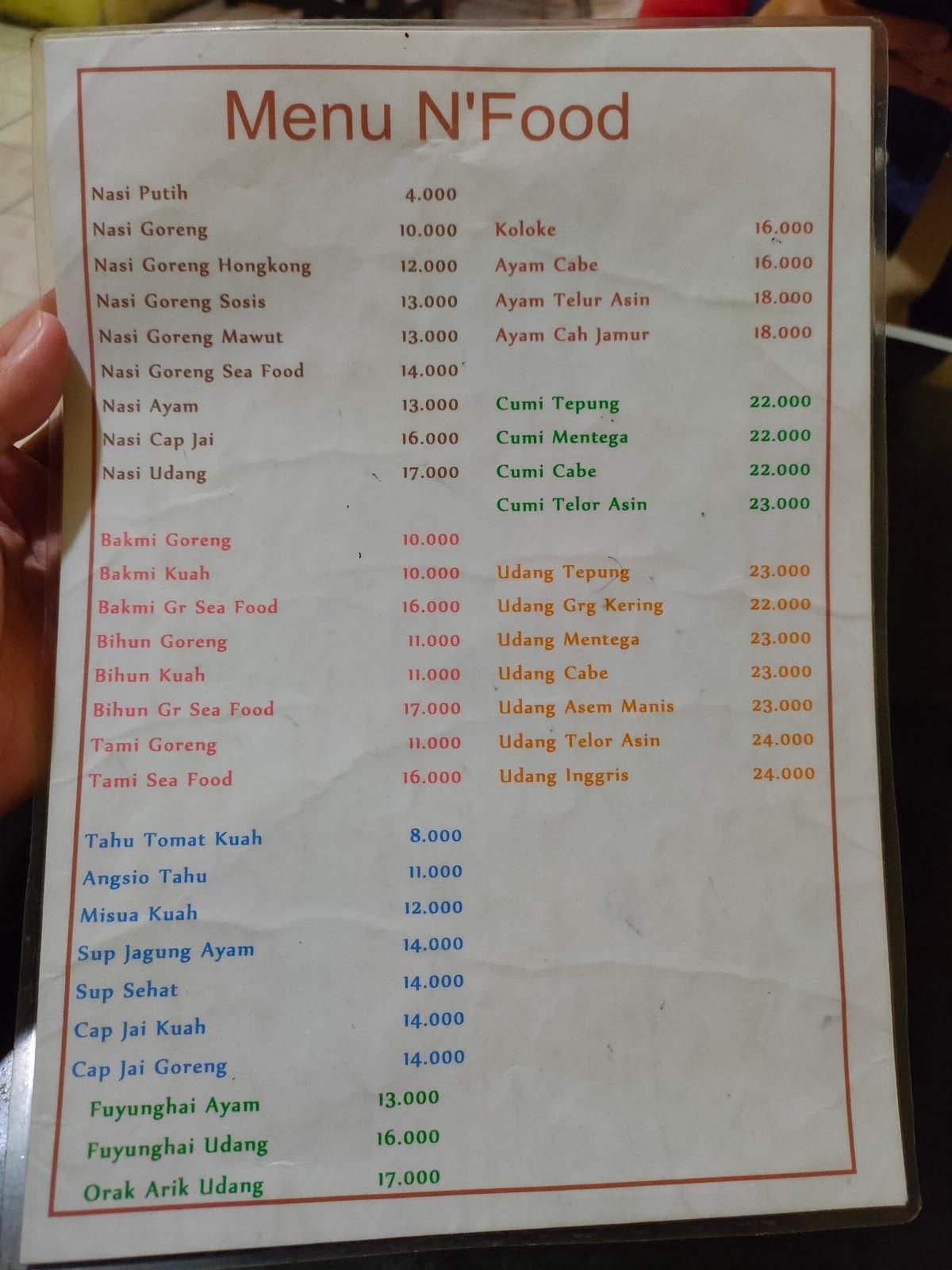 Menu at N' Food Halal Chinese Food restaurant, Malang