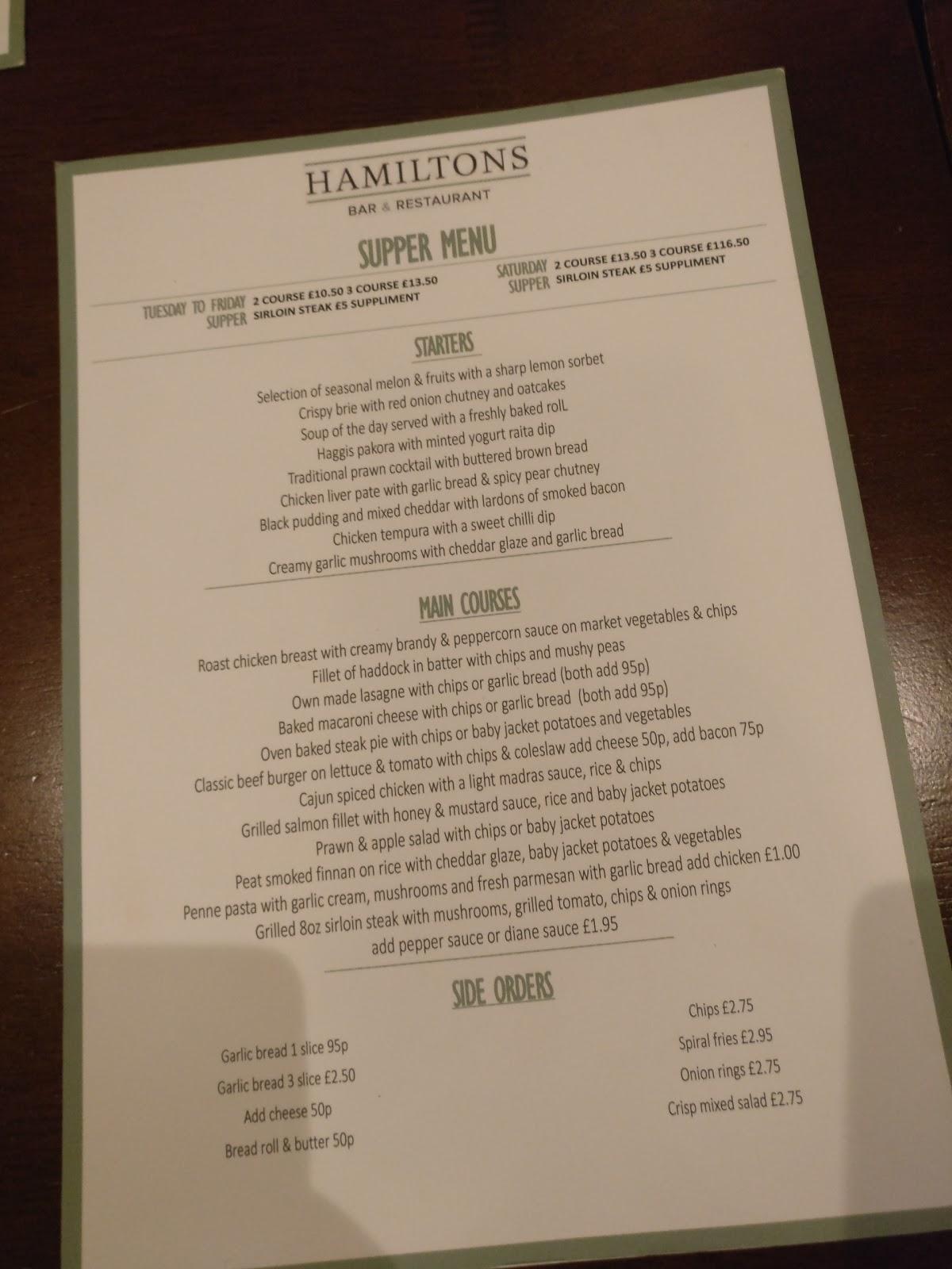 Menu at Porthead Tavern and Hamiltons Restaurant, Irvine