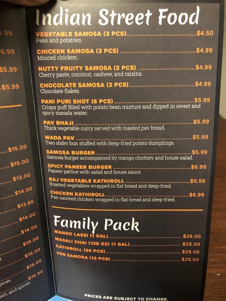 Menu at RAJ EXPRESS INDIAN KITCHEN restaurant, Overland Park