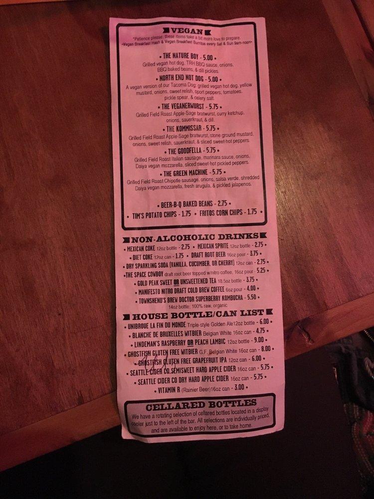 Menu at The Red Hot pub & bar, Tacoma, 6th Ave