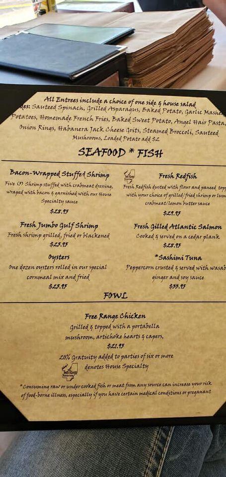 Menu at Two Rivers Restaurant, Canton