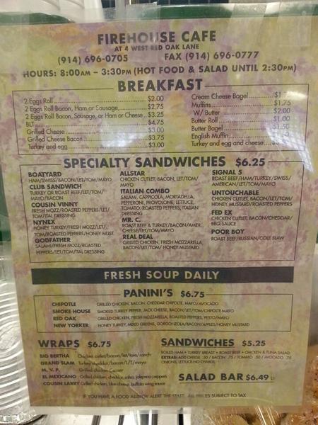 Menu at Firehouse Cafe, Harrison, 4 W Red Oak Ln #1