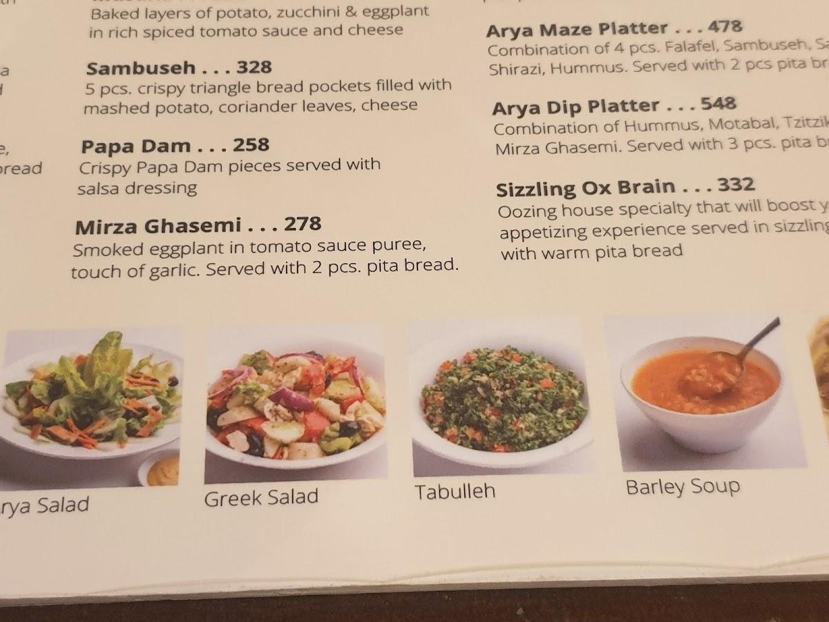 Menu at Arya - Quezon City - Robinsons Magnolia (Persian Restaurant ...